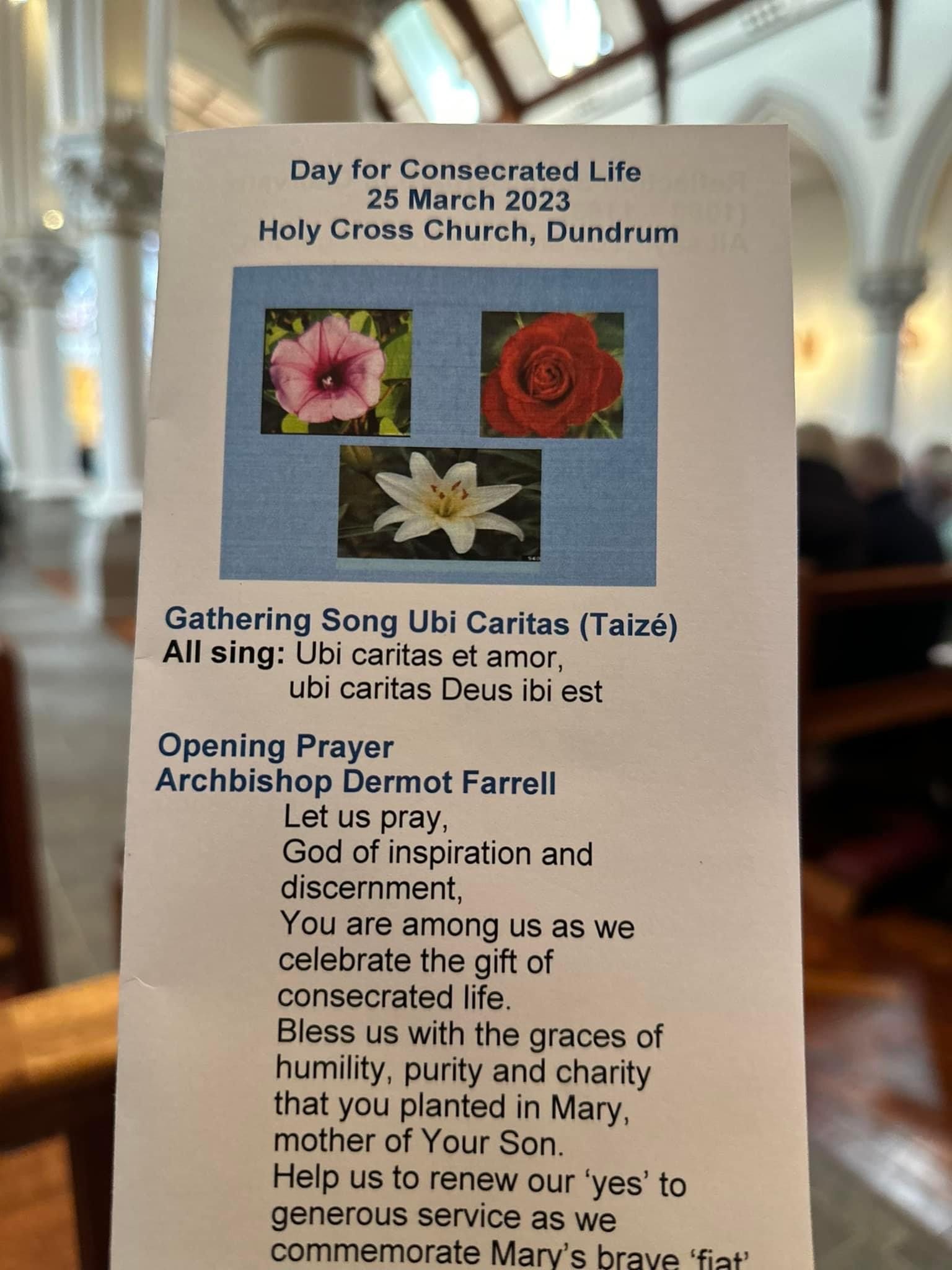 Day for Consecrated Life Holy Cross Church, Dundrum, March 25, 2023 - AMRI