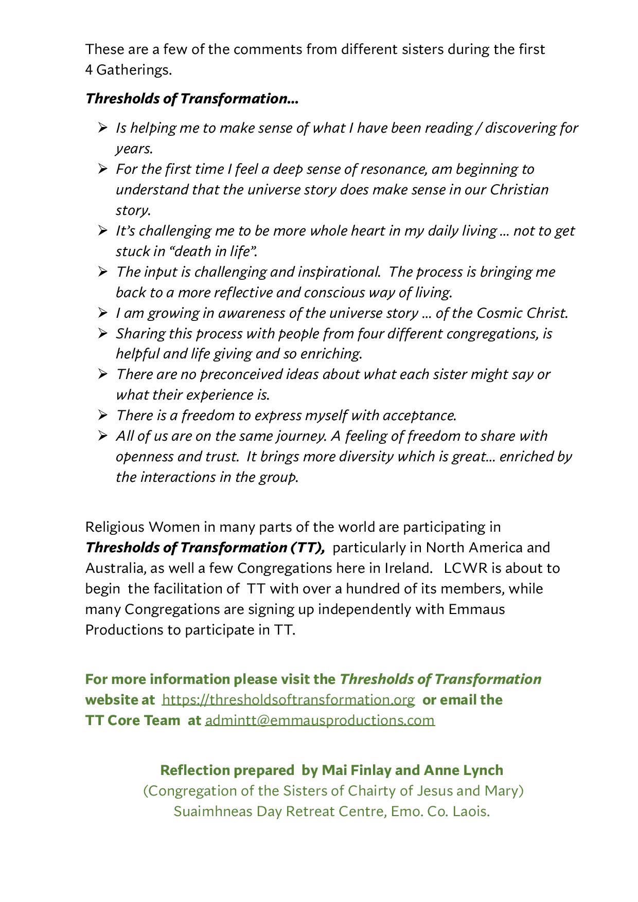 Thresholds Of Transformation - AMRI